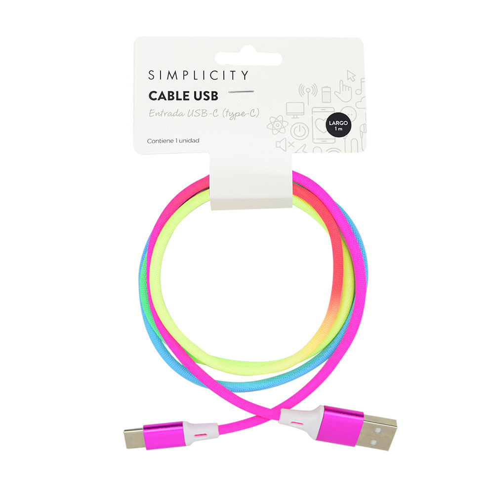 Cable Type C Simplicity Rainbow x 1 m - farmacityar