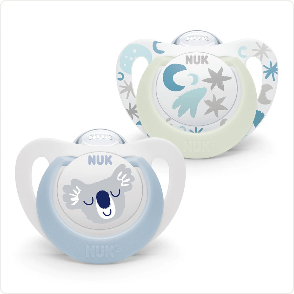 Chupete Nuk Star Day & Night Koala Celeste T1 0-6m x 2 un - farmacityar